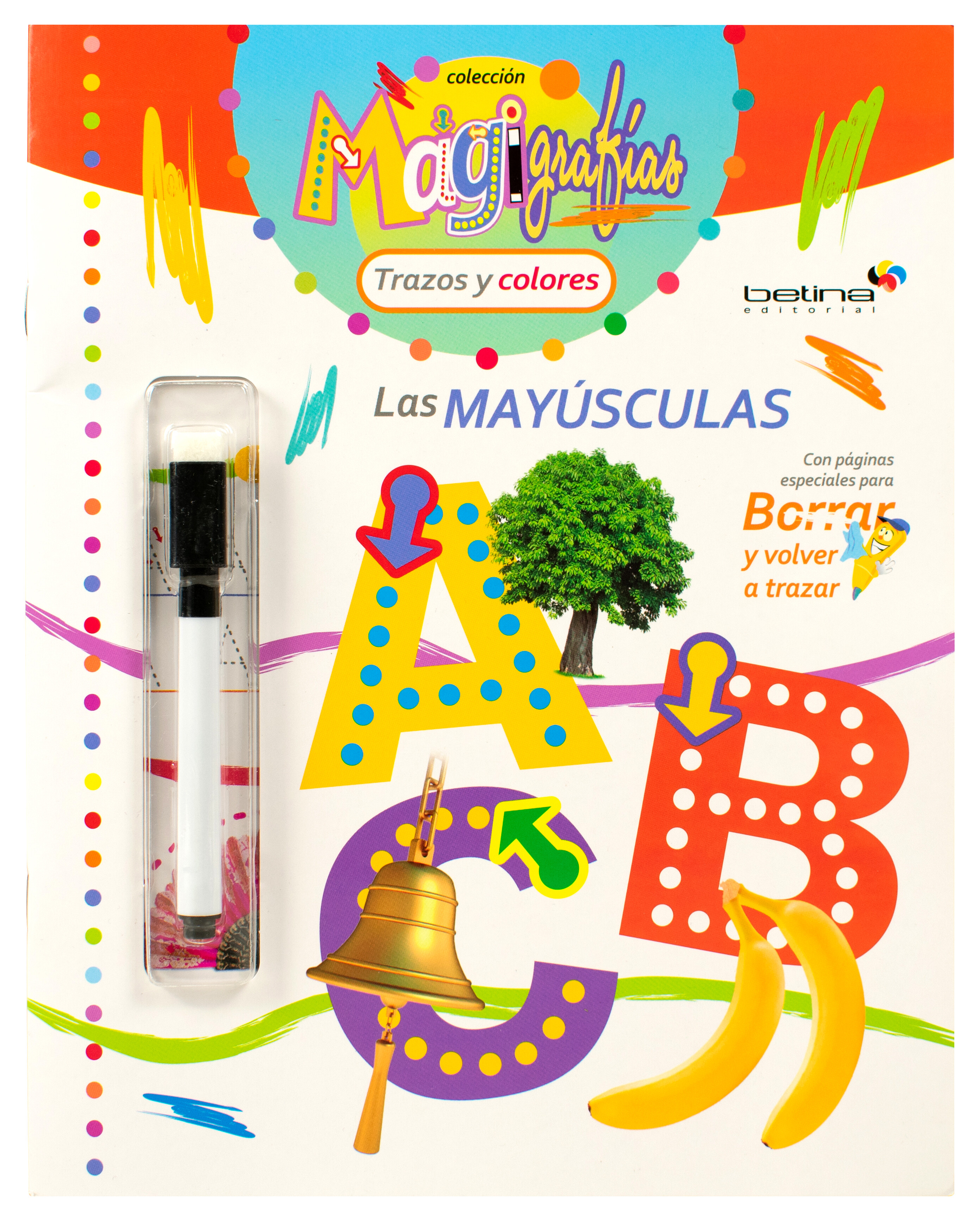 Libro infantil con actividades: Magigrafias: Las mayusculas