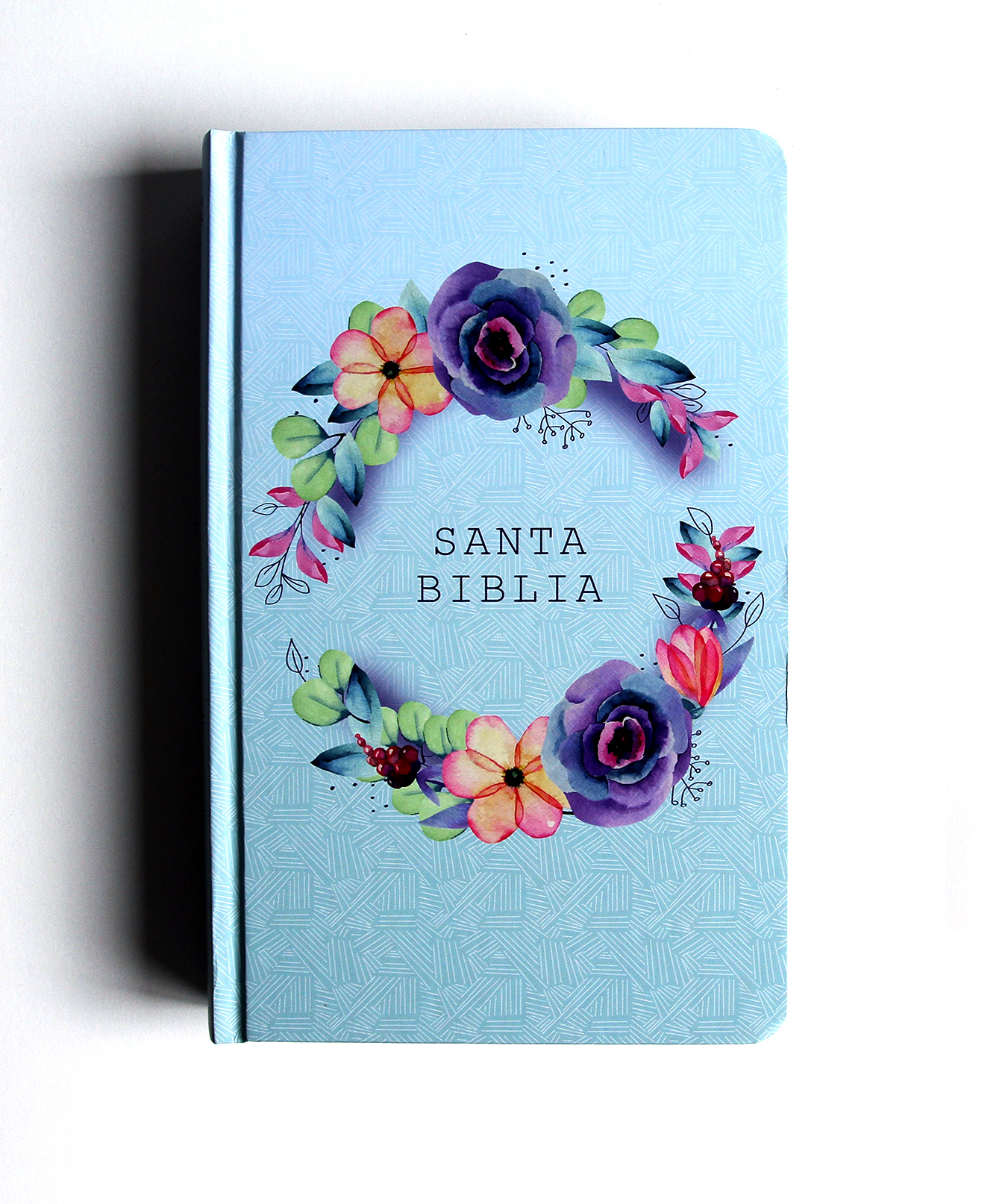 Biblia RVR 1960 letra grande tamaño manual, nombres de Dios, flores azul